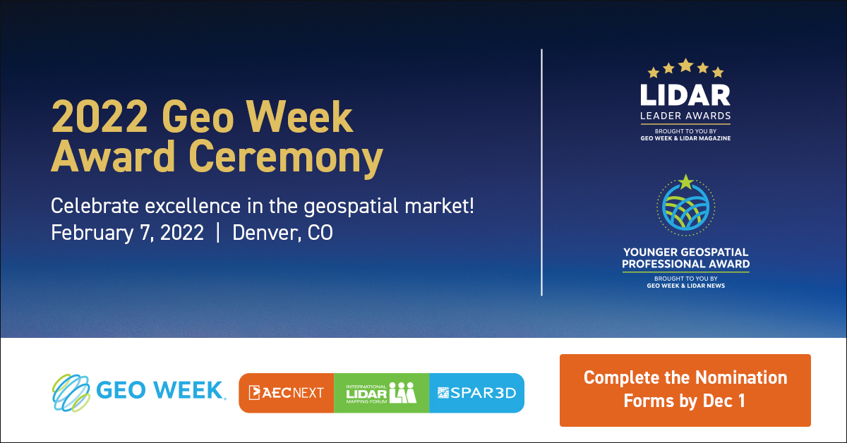 Geo Week Award Ceremony Nominations for Excellence in the Geospatial ...